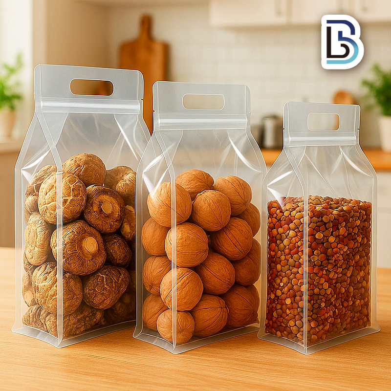 China Zipped Clear Box Flat Square Bottom Pouch Reusable Laminated ...